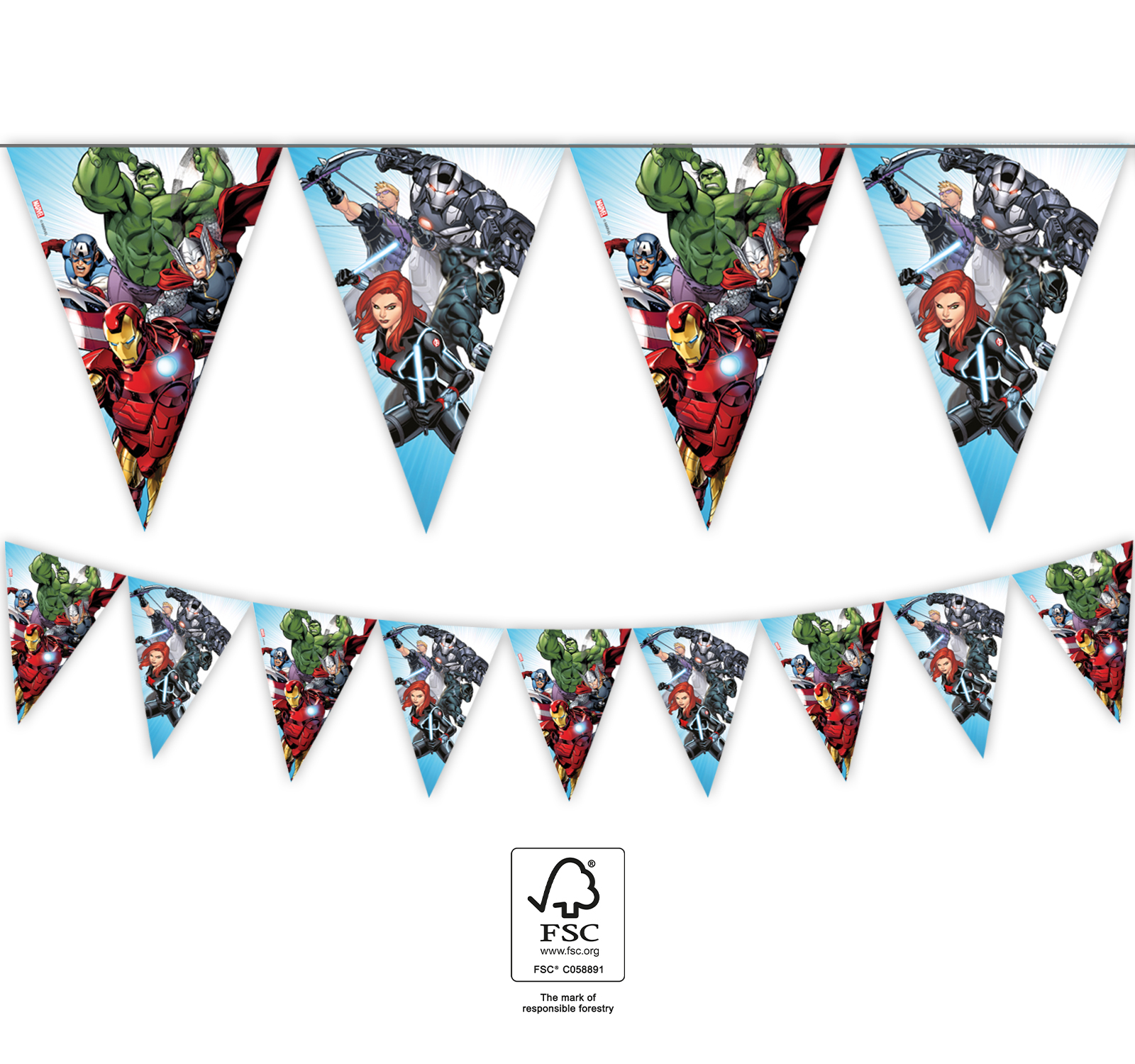 Marvel Avengers Paper Triangle Flag Banner (9 flags) FSC| PROCOS