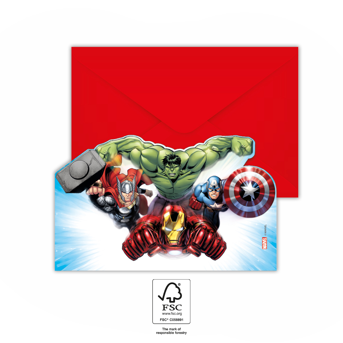 Marvel Avengers Invitations & Envelopes FSC| PROCOS