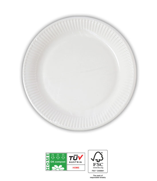 Home Compostable White Paper Plates 20 cm FSC| PROCOS